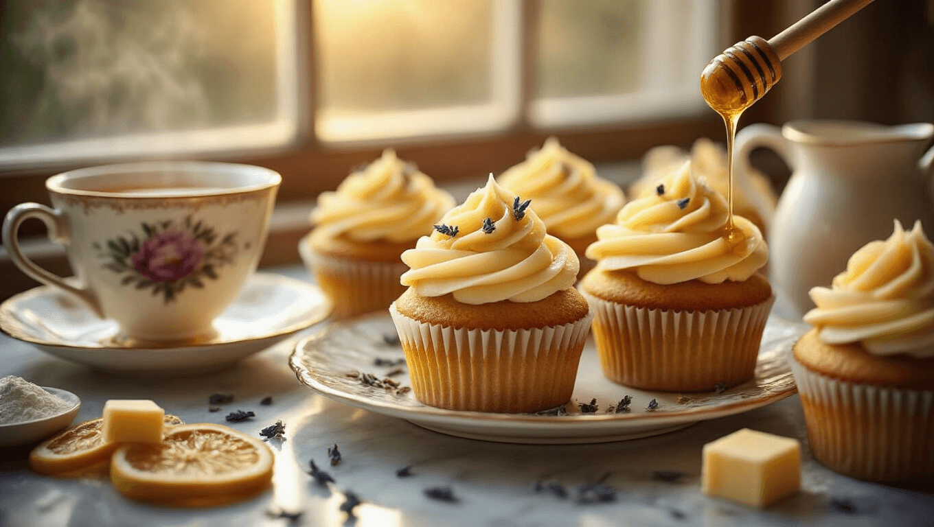 Earl Grey Cupcakes with Honey Frosting